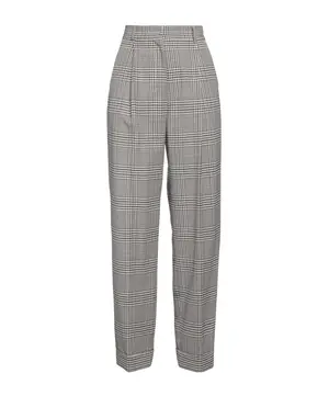 Max Mara Plaid Straight-leg Trousers In Cool Wool