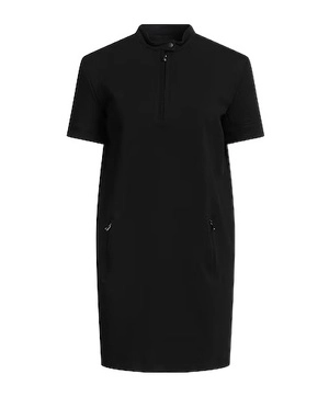 Max Mara Slim-fit Jersey Dress With Mandarin Collar And Zipped Pockets - Black