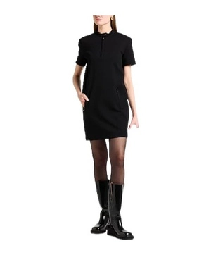 Max Mara Slim-fit Jersey Dress With Mandarin Collar And Zipped Pockets