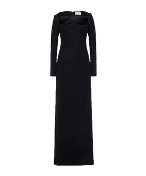 Saint Laurent Solid Long-sleeve Collared Dress