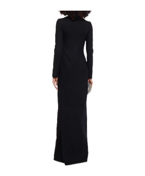 Saint Laurent Solid Long-sleeve Collared Dress