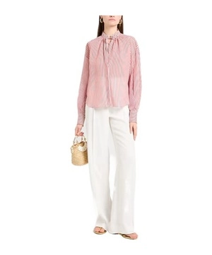 Brunello Cucinelli Metallic Striped Bow Shirt