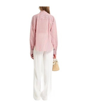 Brunello Cucinelli Metallic Striped Bow Shirt