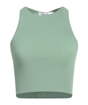 Max Mara Solid Sleeveless Cropped Top - Green