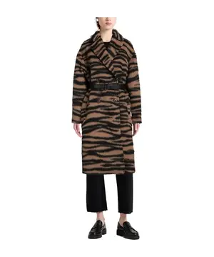 Max Mara Double-breasted Belted Coat With Tiger Print