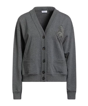 Brunello Cucinelli Solid V-neck Long-sleeve Knit Sweater - Grey