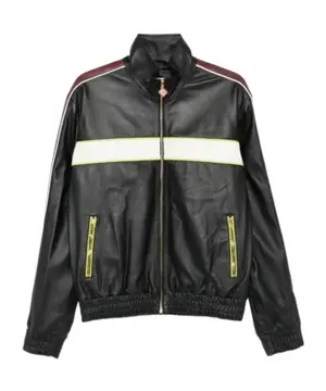 Casablanca Leather Stripe Zip Jacket
