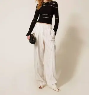 TWINSET Openwork Long Sleeve Sweater