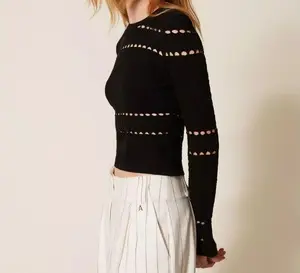 TWINSET Openwork Long Sleeve Sweater