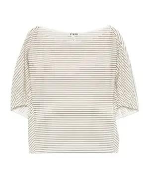 Staud Didi Striped Boatneck Top - White