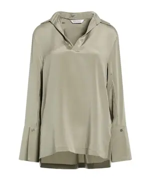 Max Mara V-neck Long Sleeve Silk Blend Top