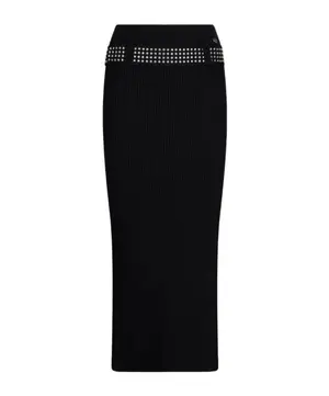 Liu Jo Studded Knit Pencil Skirt With Side Slit - Black