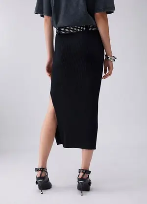 Liu Jo Studded Knit Pencil Skirt With Side Slit