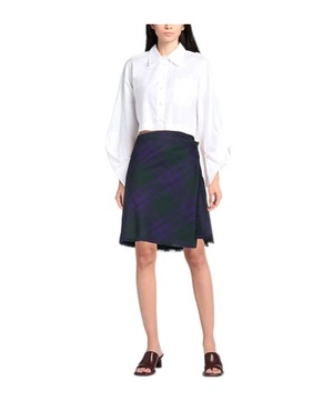 Burberry Plaid Pleated Flannel Skirt With Fringes