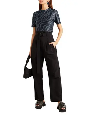 GANNI Zebra Print Metallic Jersey T-shirt