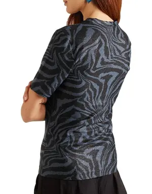 GANNI Zebra Print Metallic Jersey T-shirt