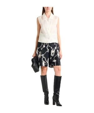 Burberry Two-tone Crepe Bermuda Shorts With Belt Loops And Pockets