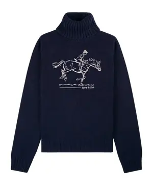 SPORTY  RICH Sporty & Rich Illustration Turtleneck Sweater - No