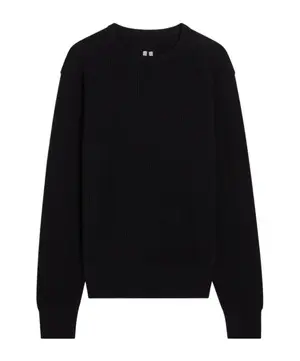 Rick Owens Ribbed Knit Crew Neck Sweater - Black