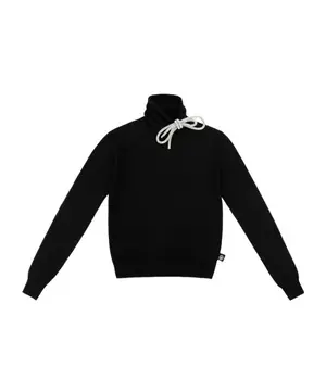 AREA Crystal-knot Turtleneck Sweater - Black