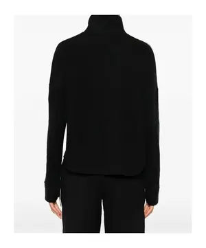 Varley High-neck Sweatshirt With Striped Sleeve Details - Black/snow White