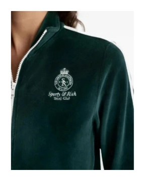 SPORTY  RICH Sporty & Rich Zip-up Striped Sweater