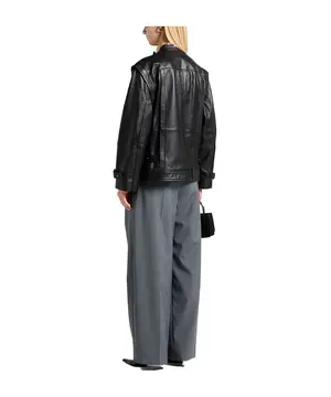 MAXCO. Solid Color Leather Jacket