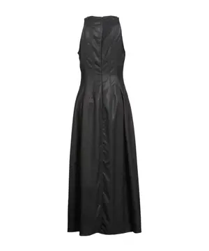 Brunello Cucinelli Metallic Crepe Round Neck Sleeveless Dress