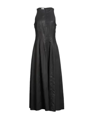 Brunello Cucinelli Metallic Crepe Round Neck Sleeveless Dress