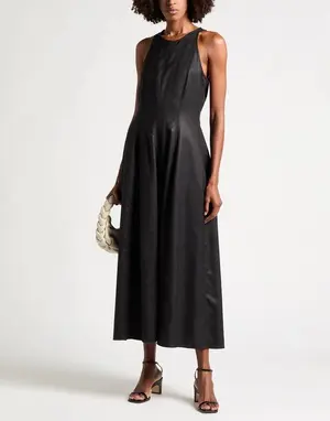 Brunello Cucinelli Metallic Crepe Round Neck Sleeveless Dress