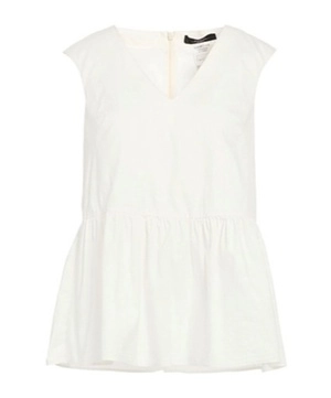 Max Mara Short Sleeved V-neck Peplum Top - White