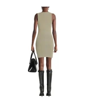 DIESEL® Ribbed-knit Sleeveless Crewneck Bodycon Dress With Appliqu