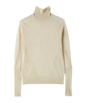 JOSEPH Leblanc Turtleneck Sweater With Pointelle Detailing - Nude