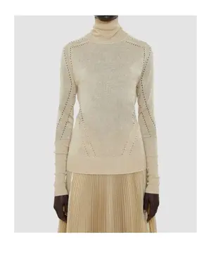 JOSEPH Leblanc Turtleneck Sweater With Pointelle Detailing - Nude