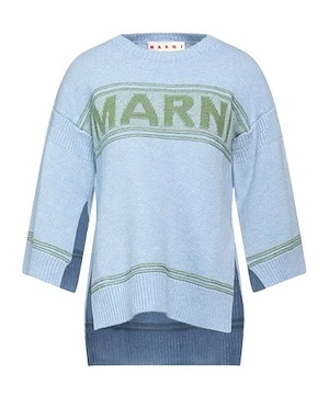 Marni Two-tone Knit Top With 3/4 Sleeves And Side Slits