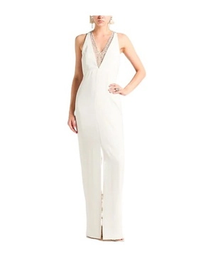 Max Mara Sleeveless Deep V-neck Dress - White