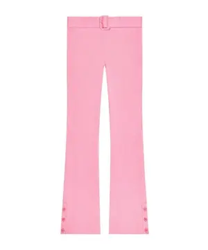 COURREGES Belted Flared Rib-knit Trousers