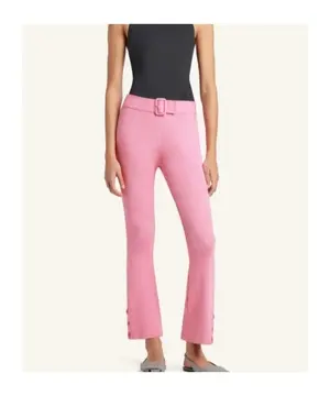 COURREGES Belted Flared Rib-knit Trousers
