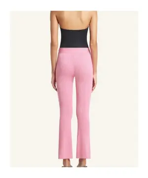COURREGES Belted Flared Rib-knit Trousers
