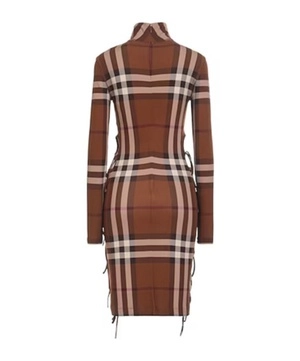 Burberry Fitted Printed Long Sleeve Turtleneck Dress