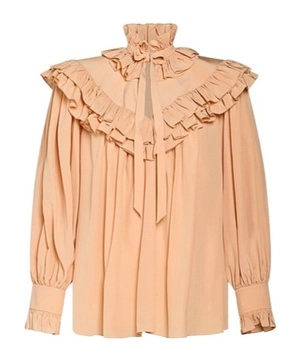 Chloé Long Sleeve Bow Neck Top - Nude