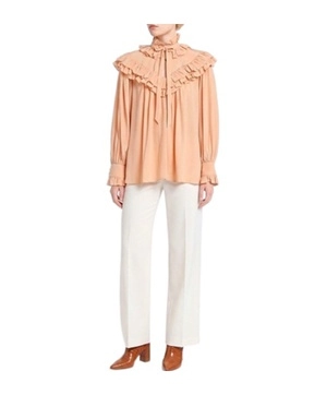 Chloé Long Sleeve Bow Neck Top