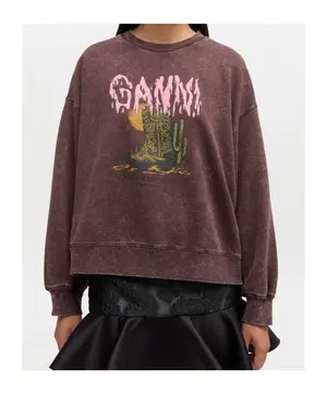 GANNI Vintage Wash Sweatshirt - Red