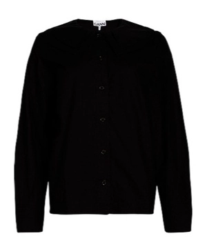 GANNI Solid Colour Shirts - Black