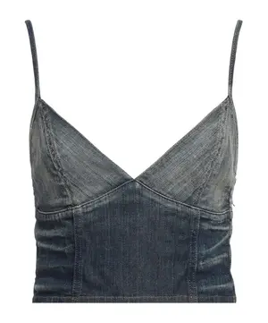 DIESEL® Cropped Sleeveless Denim Top - Blue