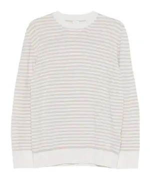 Eleventy Striped Crewneck Jumper - Whitebeige