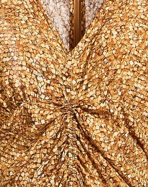Isabel Marant Étoile Printed V-neck Gathered Long Sleeve Dress - Gold