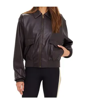 The Upside Zariah Collared Bomber Jacket - Ebony