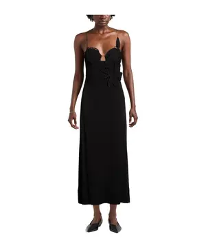 Farm Rio Flared Plain Crepe Maxi Dress With Cutout Detail