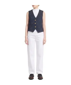 GANNI Textured Dark Wash Denim Vest